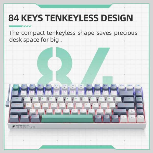 Wired Mechanical Keyboard 84 Keys LED Backlight Gaming Keyboard ...